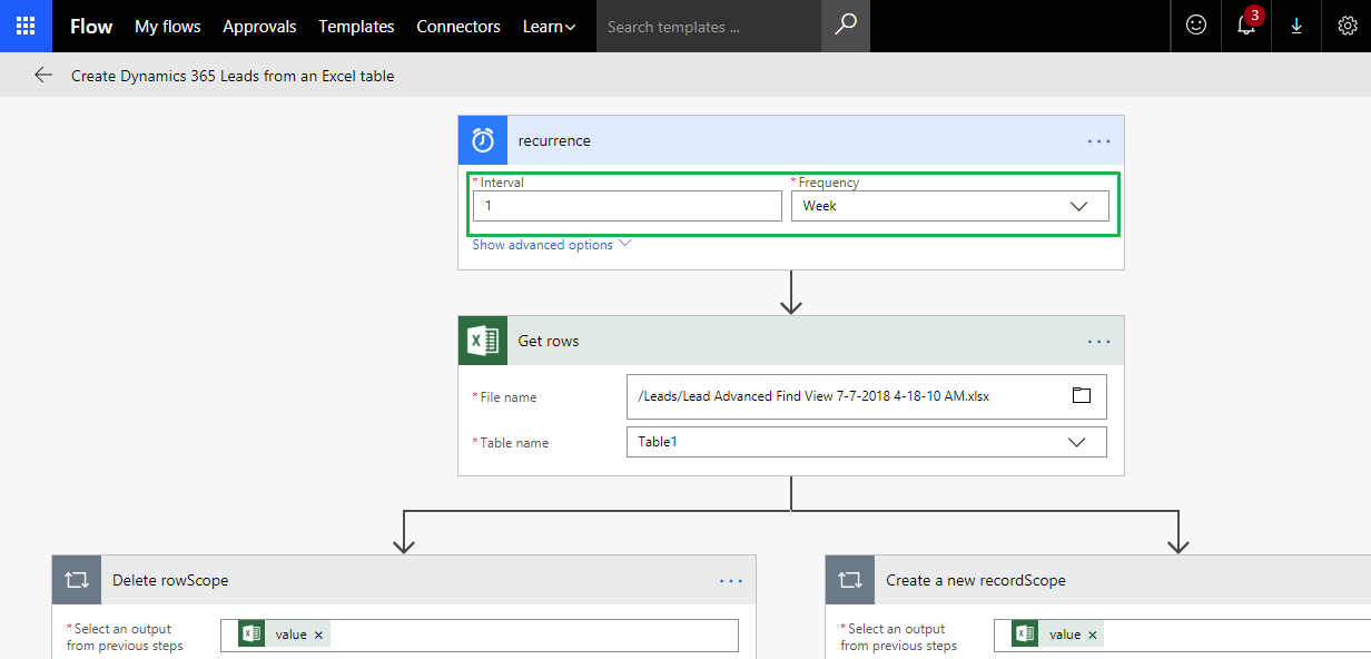 Create Dynamics 365 Records from an Excel using Microsoft Flow
