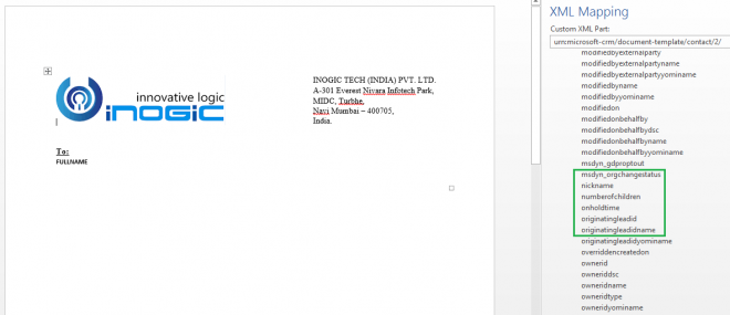 Add Fields In Xml Mapping Of Existing Word Template Used In Dynamics 365 Crm Microsoft