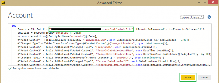 How to modify Data Source Queries of Power BI Report using Advanced Editor - Microsoft Dynamics ...