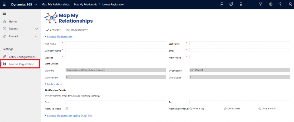 License Registration for Map My Relationships - Microsoft Dynamics 365 ...