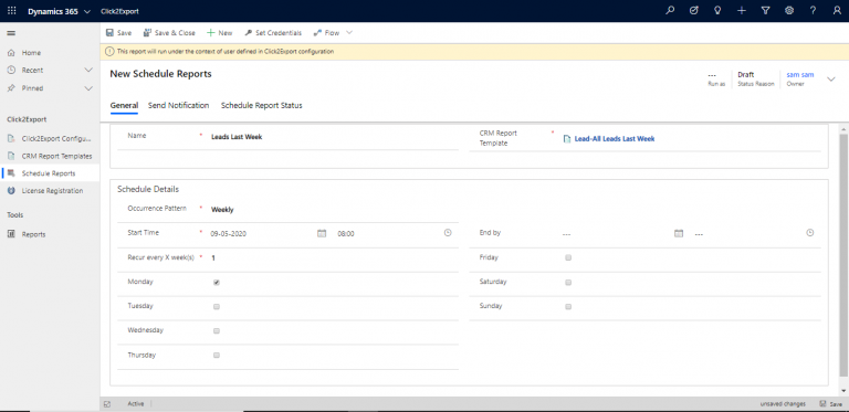 1 Click to Export and auto-send Dynamics 365 CRM Views in tabular form to target users with pre ...