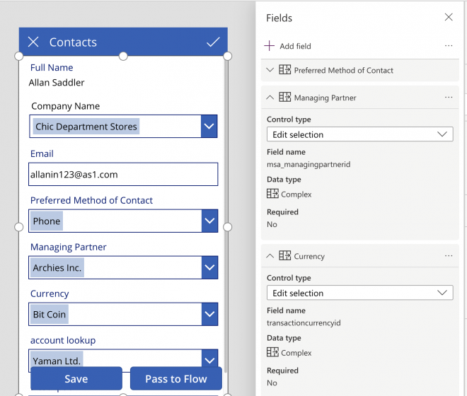 Working With Complex Data Types In Canvas Apps Using Common Data Service Current Connector
