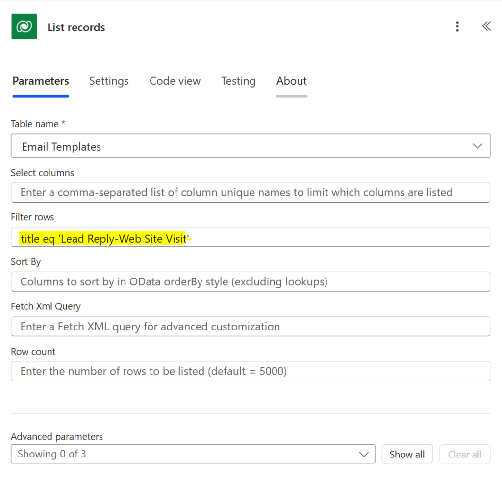 Power Automate: Send an email using the Email Template