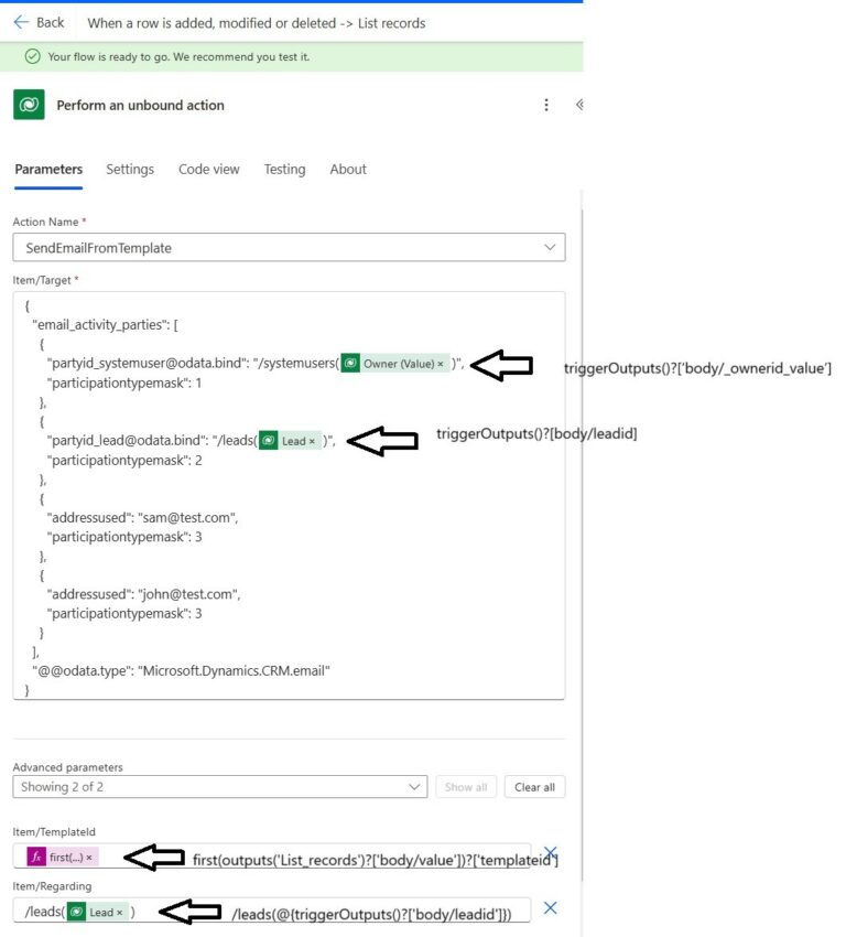 Power Automate: Send an email using the Email Template