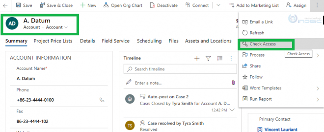 Check Access To A Dynamics 365 Crm Record Using ‘check Access Button