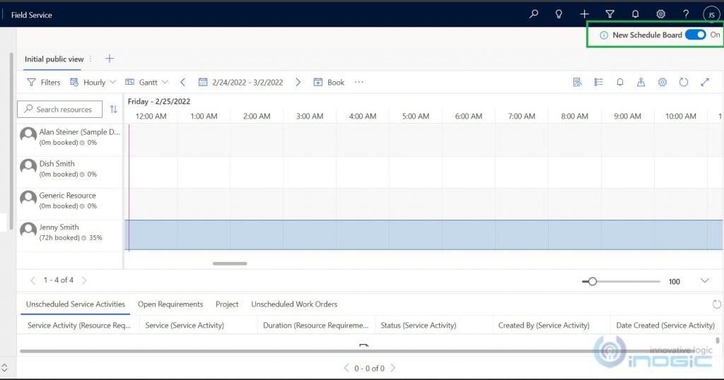 Enable New Schedule Dashboard from Scheduling parameter on Field ...