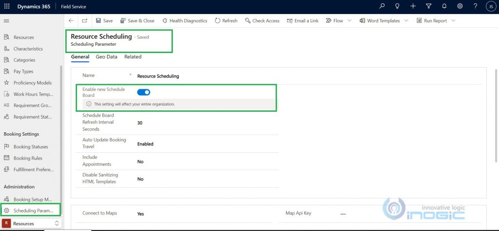Enable New Schedule Dashboard from Scheduling parameter on Field ...