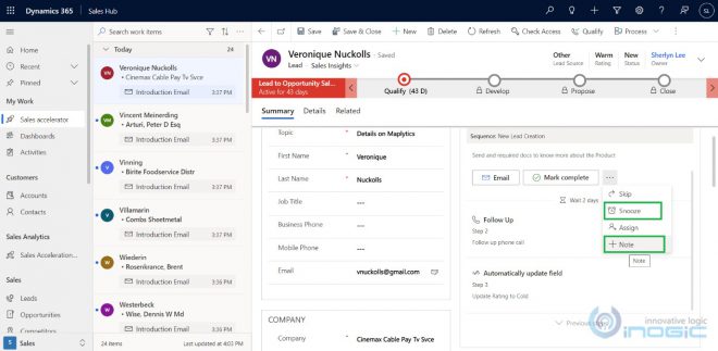 Perform activities from sequence step in Sales Accelerator and ...