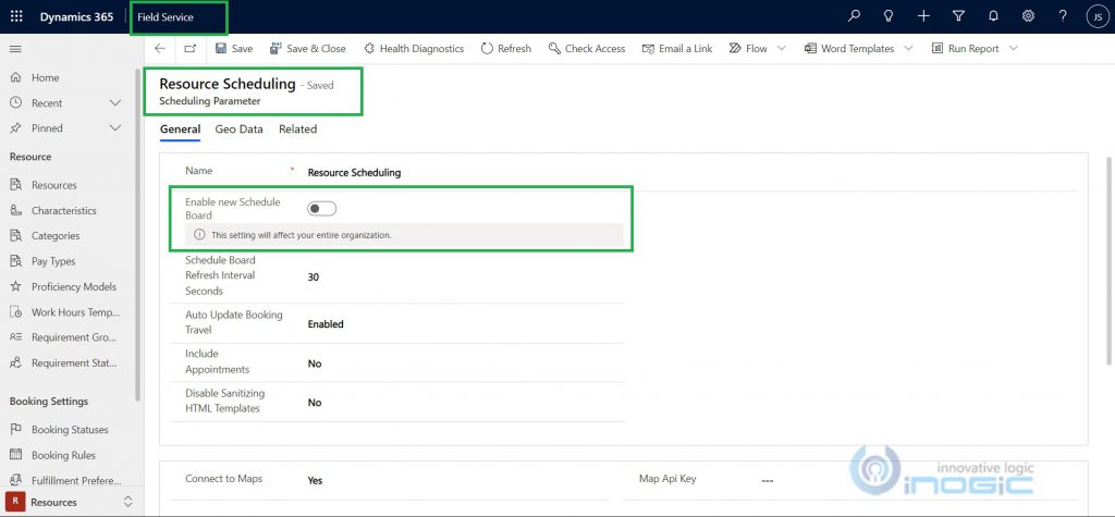 Enable New Schedule Dashboard from Scheduling parameter on Field ...
