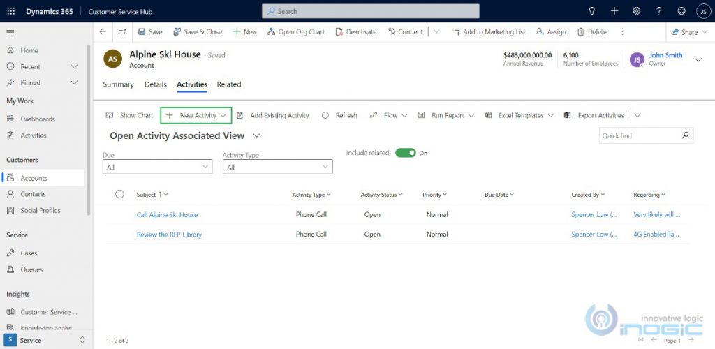 New activity dropdown to show only relevant activities in Dynamics 365 ...