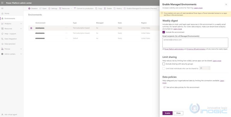 Use of Enable Managed Environments(Preview) feature in Power Platform ...