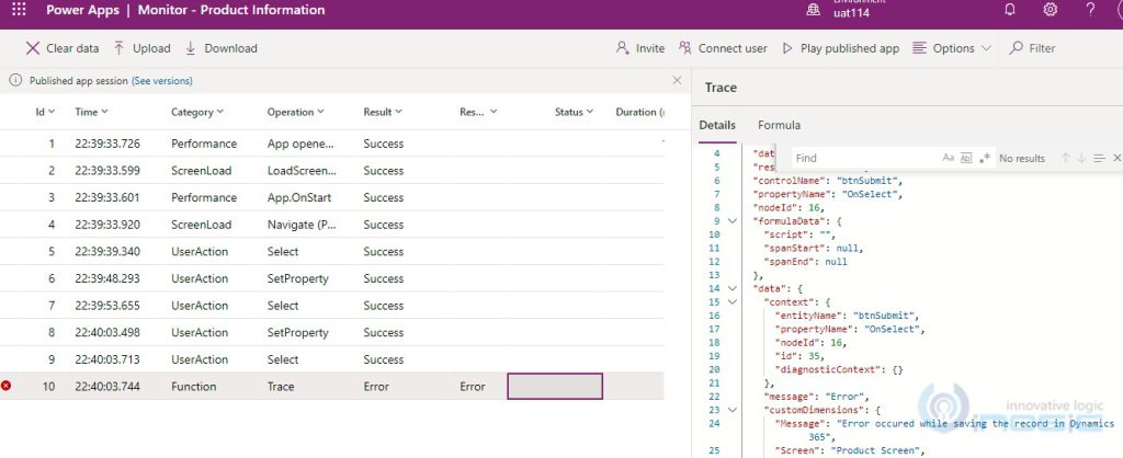 Track canvas app error in Power app monitor - Microsoft Dynamics 365 ...