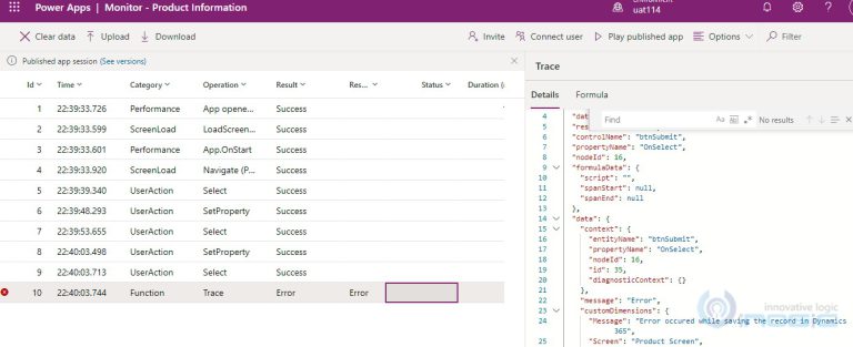 Track canvas app error in Power app monitor - Microsoft Dynamics 365 ...