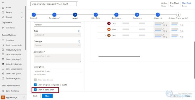 Enhanced Trend And Flow Chart In Sales Forecasting Within Dynamics 365 Crm Microsoft Dynamics