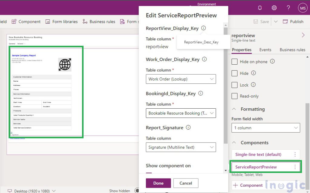 How to modify the OOB Field Service technician service Report using PCF ...