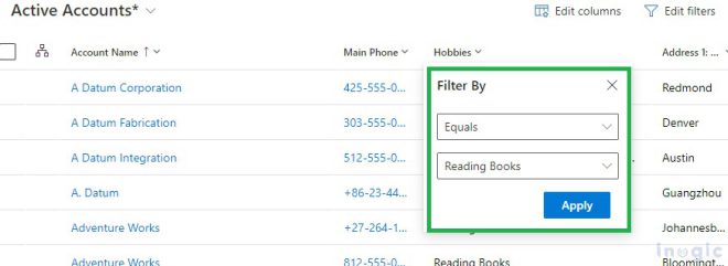 How to apply filters on Multi Choices Columns in Dynamics 365 CE ...