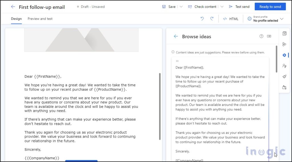 Automatic Email content suggestion using Microsoft 365 Copilot ...