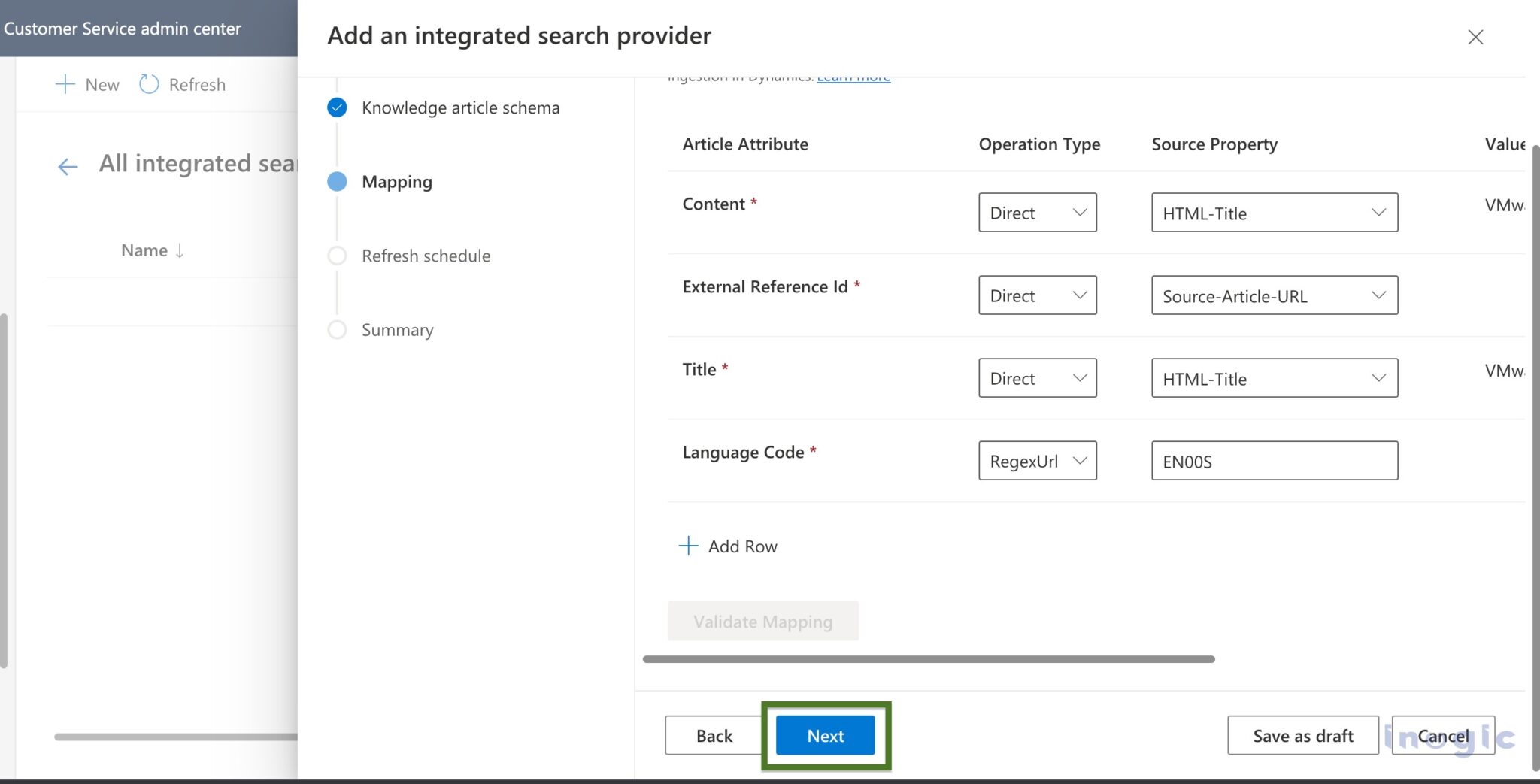 Enable and use the integrated search providers as filters for knowledge ...