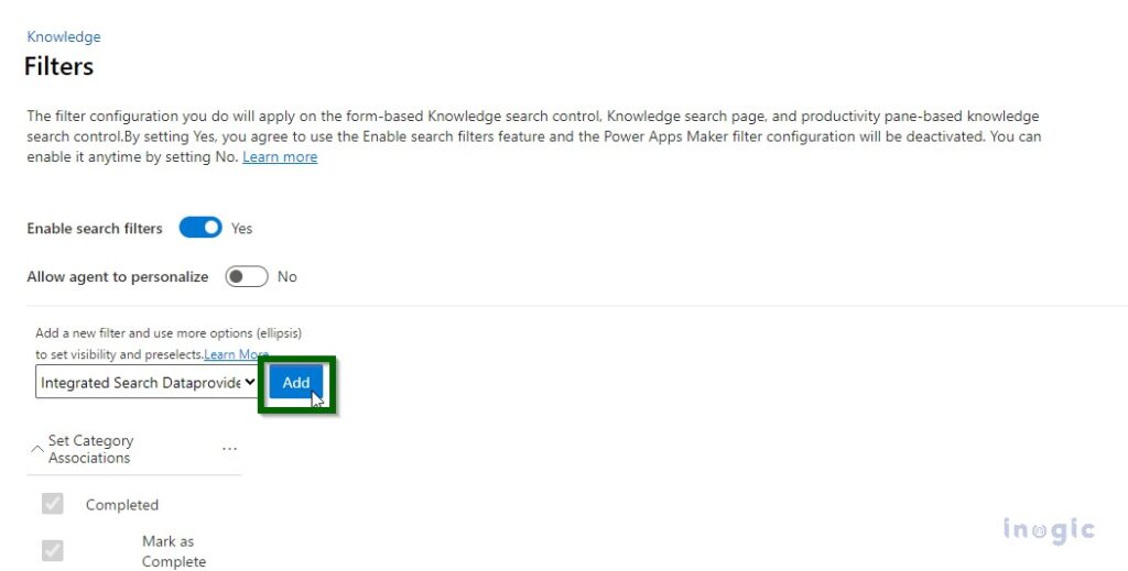 Enable and use the integrated search providers as filters for knowledge ...
