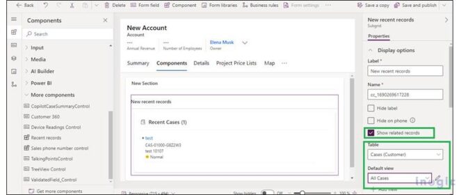 Recent records component and show customer details in the side pane in ...