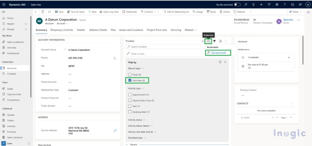 How to bookmark activities on the timeline in Dynamics 365 CRM ...
