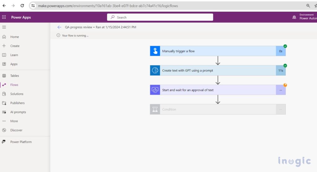 Incorporating Start and wait for an approval of text action for the AI ...