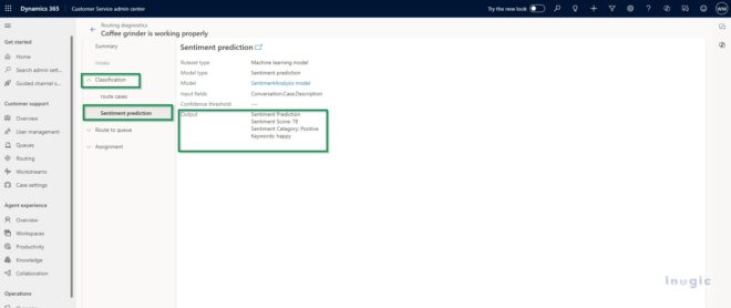 Utilize a model for work classification based on sentiment prediction in Dynamics 365 ...