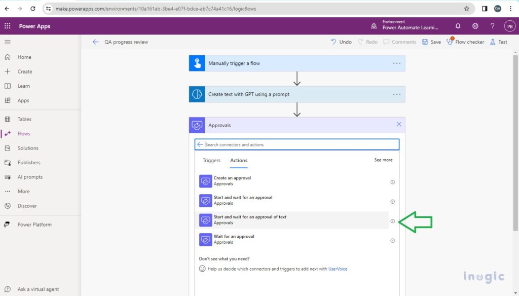 Incorporating Start and wait for an approval of text action for the AI ...