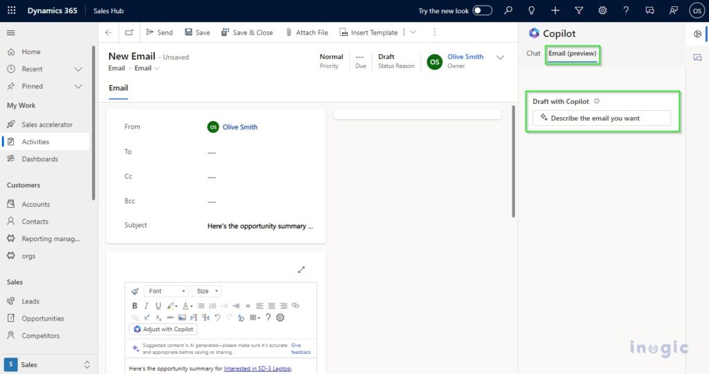 Compose Or Reply To Emails Using Copilot Microsoft Dynamics 365 Crm