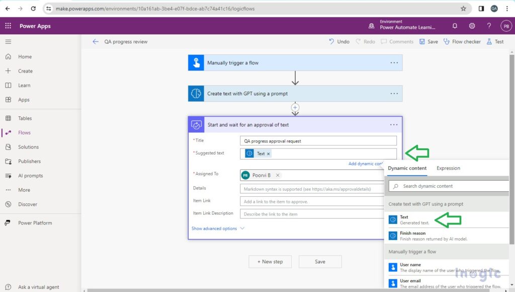 Incorporating Start and wait for an approval of text action for the AI ...