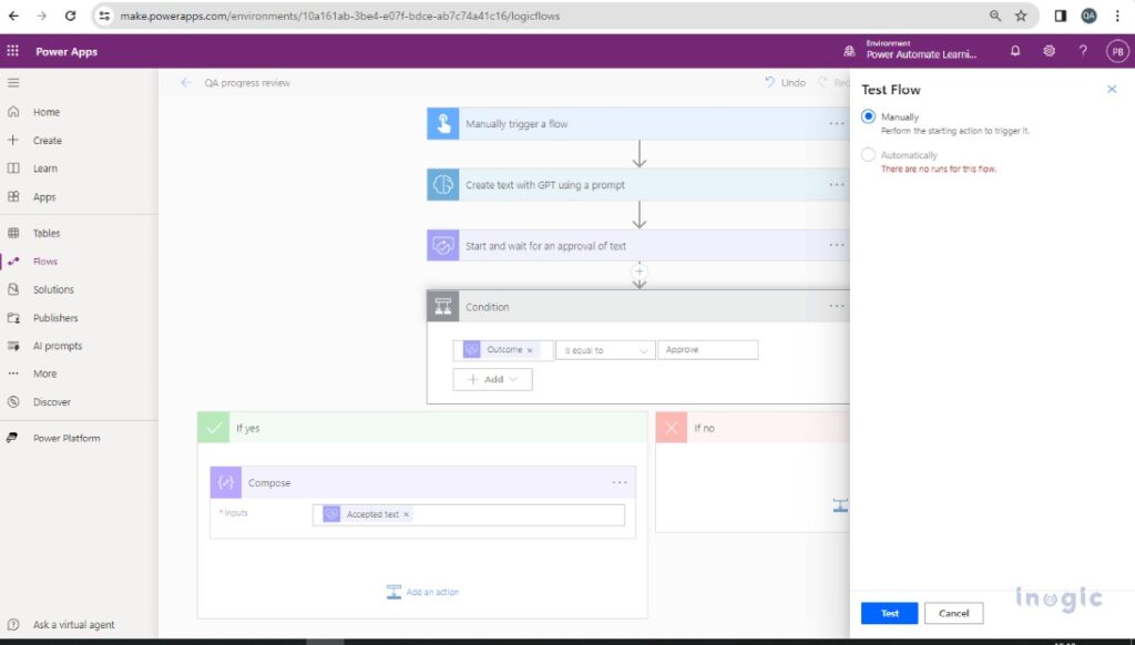 Incorporating Start and wait for an approval of text action for the AI ...