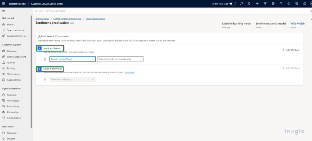 Utilize a model for work classification based on sentiment prediction in Dynamics 365 ...