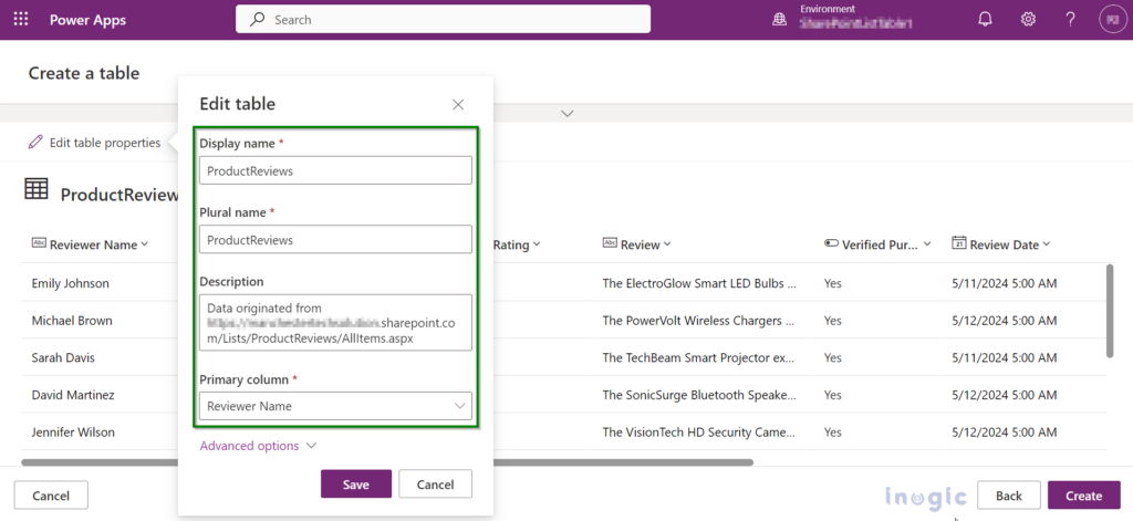 Create a table in Dynamics 365 CRM from the SharePoint List - Power ...