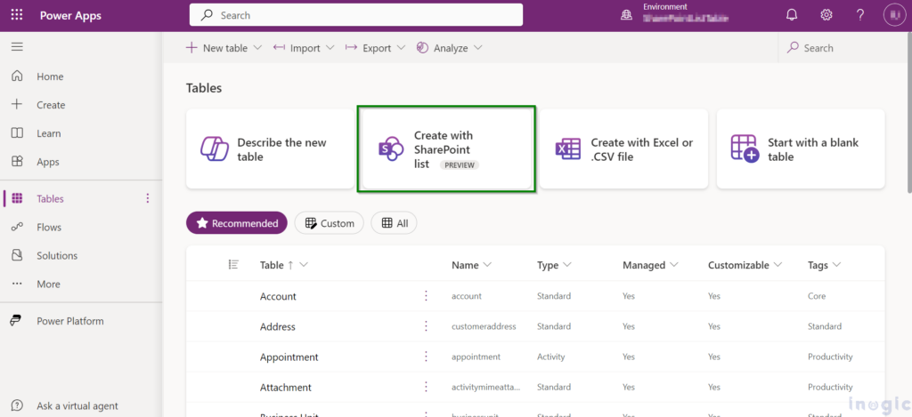 Create a table in Dynamics 365 CRM from the SharePoint List - Microsoft ...