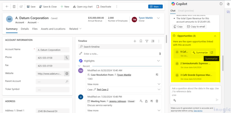 Get AI Generated 360-Degree View of Account Summary in Dynamics 365 ...