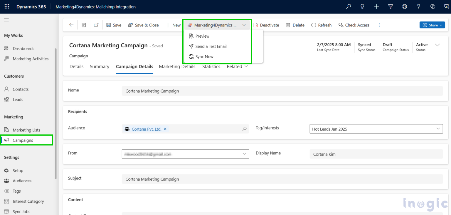 How To Create Mailchimp Email Campaigns Directly From Dynamics 365 Crm Microsoft Dynamics 365
