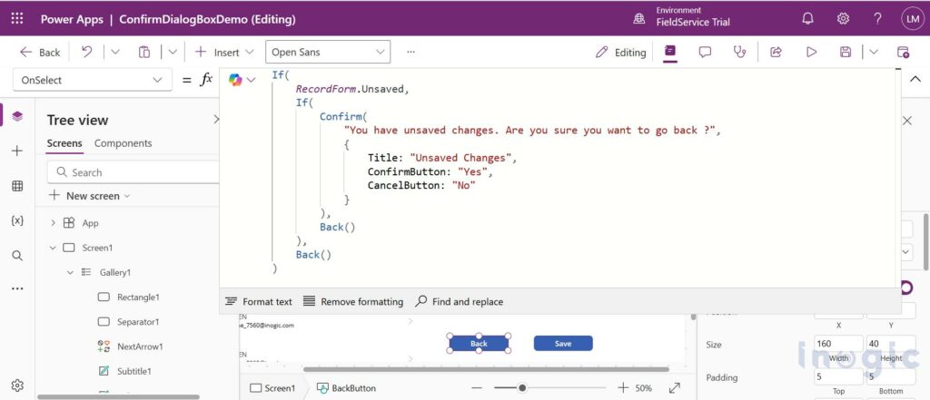 Adding Native Confirmation Dialogs with Power Fx function - Microsoft ...