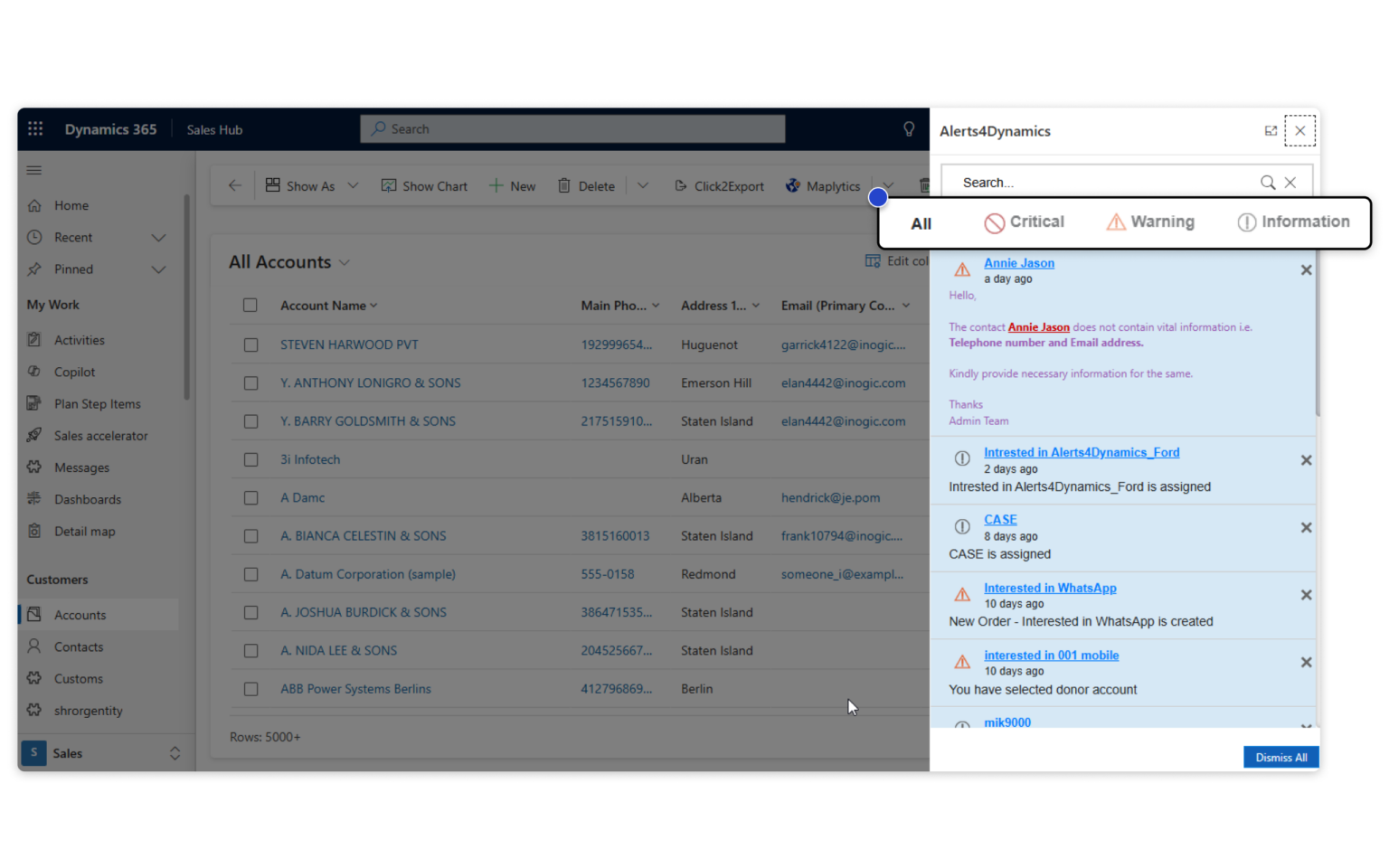 Manage Alerts & Notifications in Dynamics 365 CRM | Alerts4Dynamics