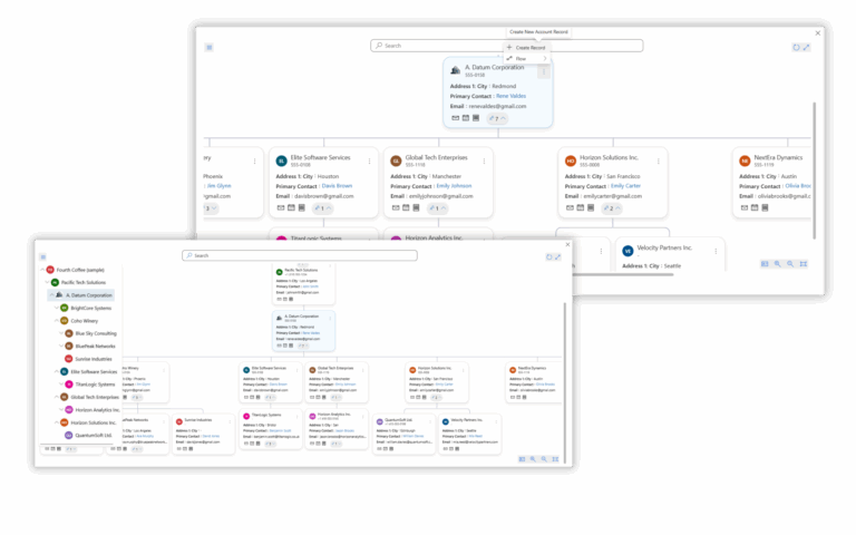 Relationship Mapping & CRM Data Visualization in Mind Map View
